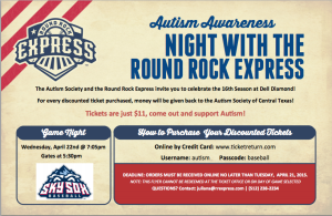 Round Rock Express - Sociedad de Autismo de Texas