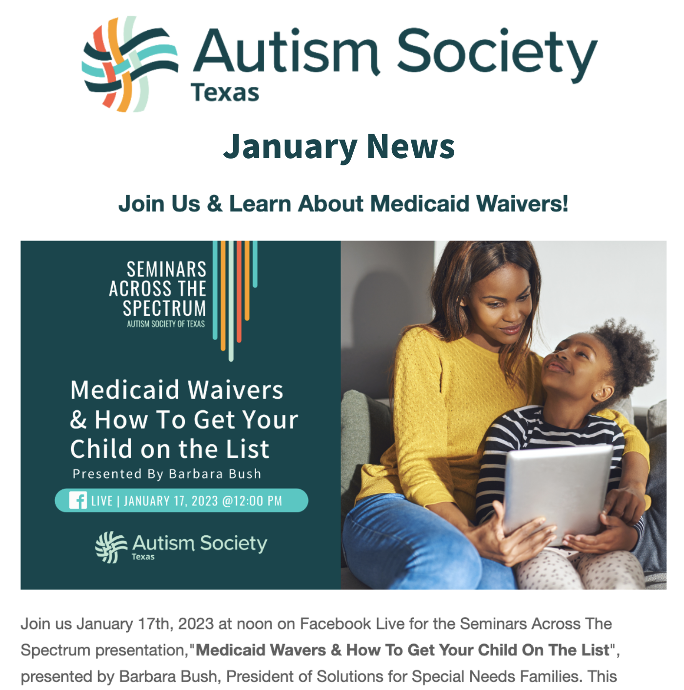 January 2023 Newsletter – Autism Society of Texas